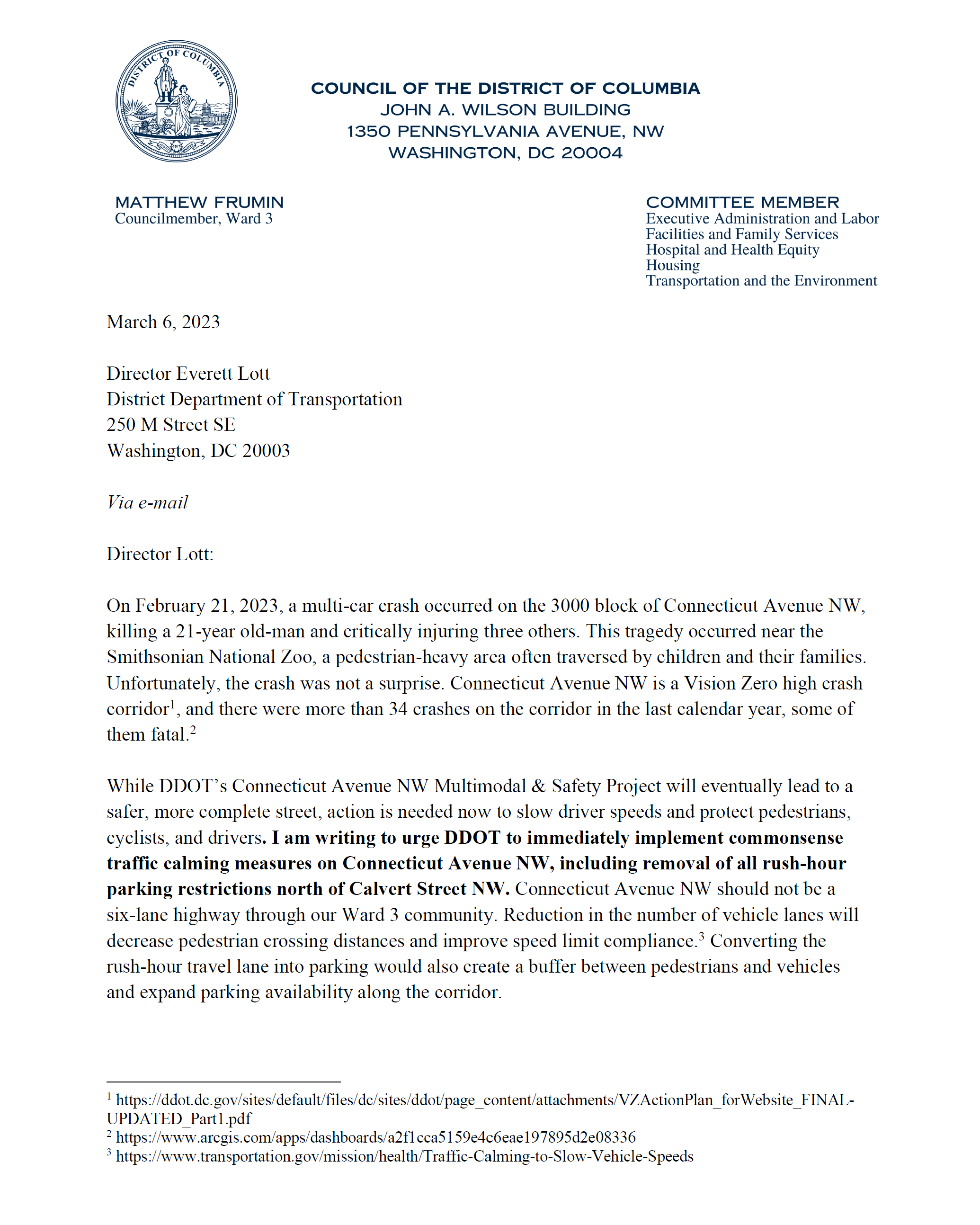 CM Matt Frumin Asks DDOT for Safety Improvements – Cleveland Park Smart ...